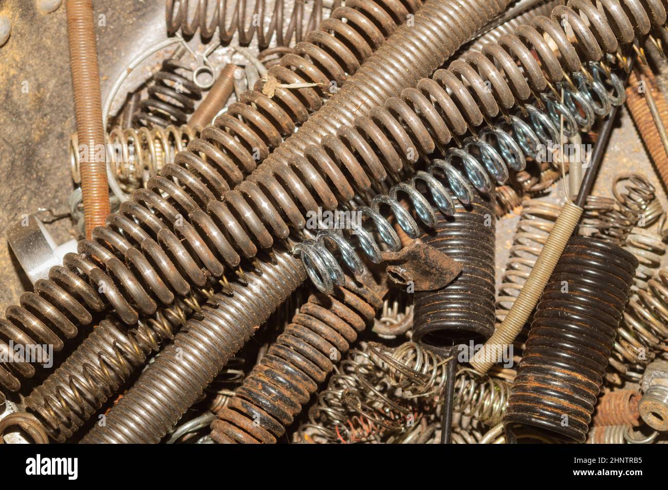 Metal rusty springs. pile of absorbers. industrial concept. work tool ...