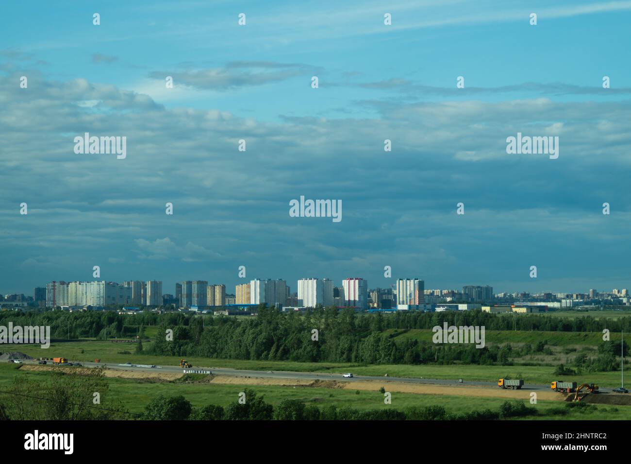 Urban cityscape panoramic view. horizon line with buildings. nature ...