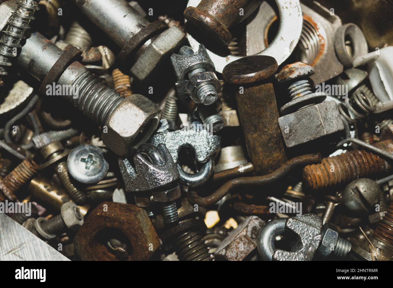 Old screws background. heap of tapping screws. work tool. pile of ...