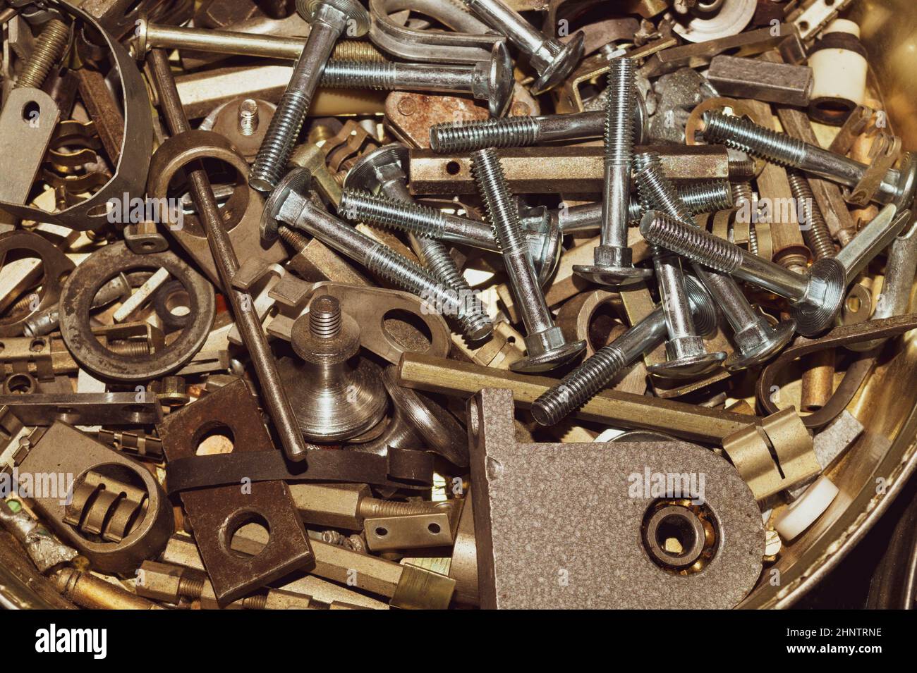Old screws background. heap of tapping screws. work tool. pile of ...
