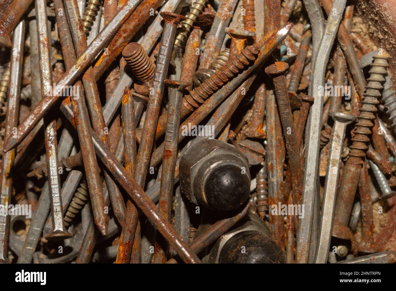 Screws background. heap of tapping screws. work tool. pile of fasteners ...