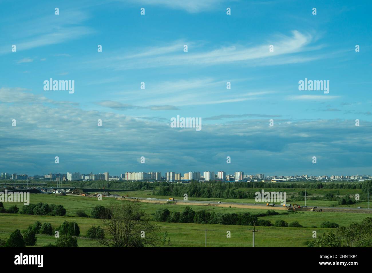 Urban cityscape panoramic view. horizon line with buildings. nature ...