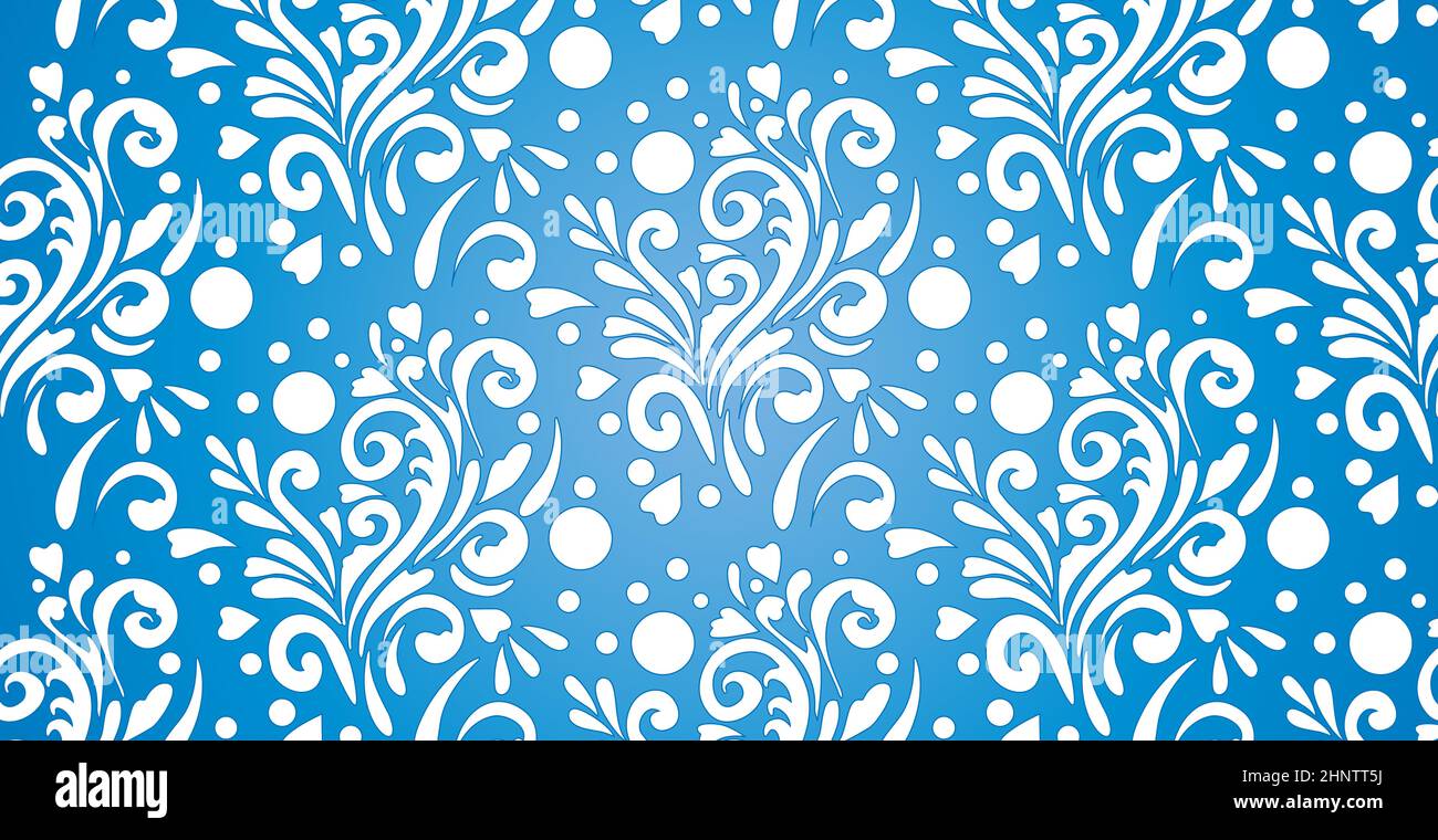 Abstract frosty patterns, panoramic blue and white web pattern ...