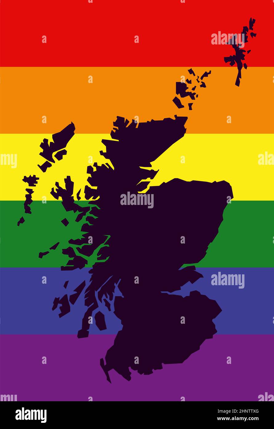 Scotland LGBT map with rainbow color flag Stock Photo - Alamy
