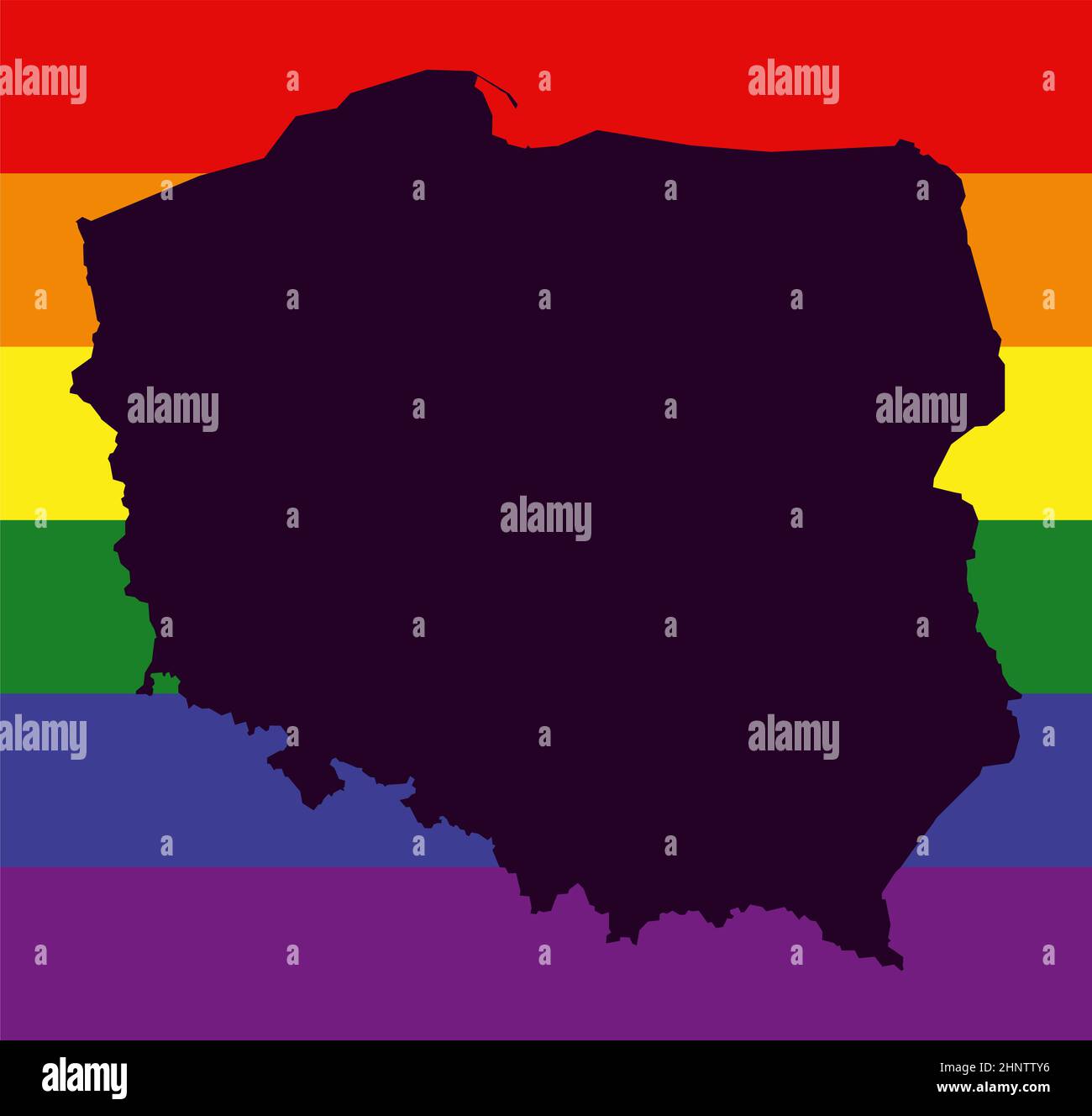 Poland LGBT map with rainbow color flag Stock Photo - Alamy