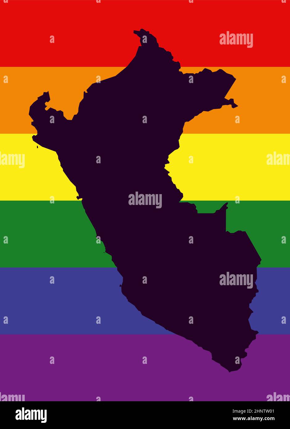 Peru LGBT map with rainbow color flag Stock Photo - Alamy