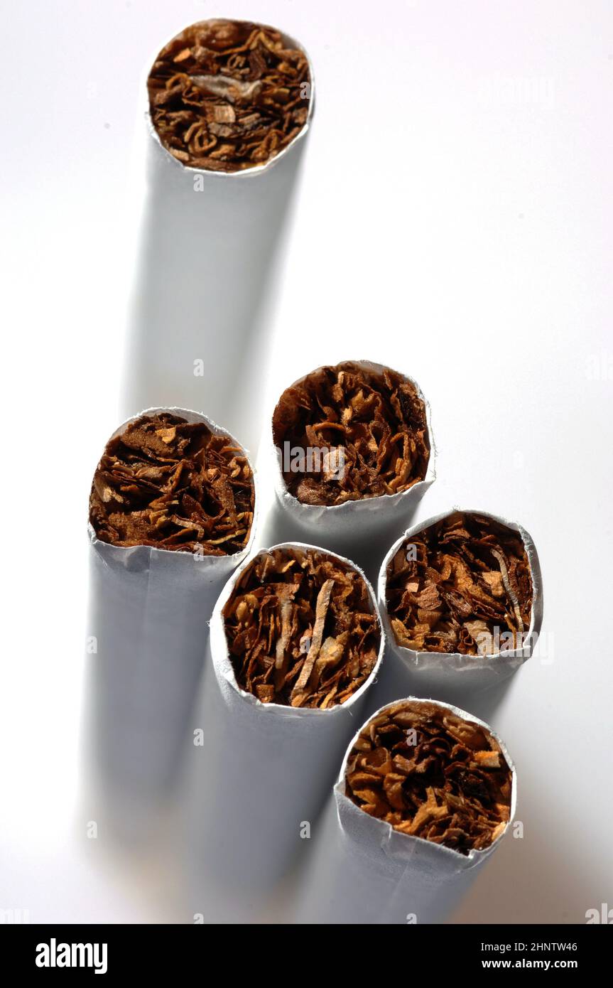 different types of cigarettes on a white background Stock Photo - Alamy