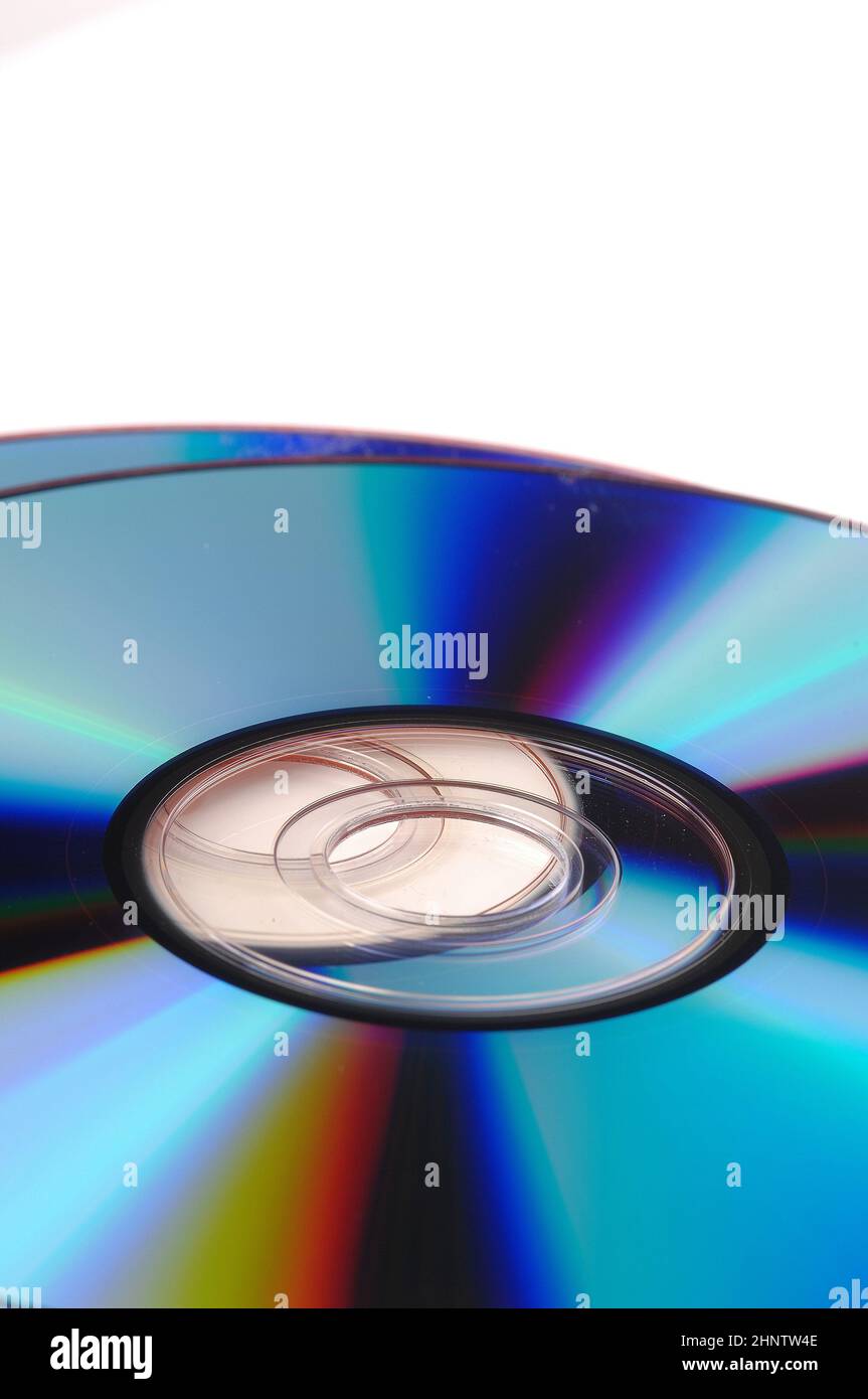 CDs and DVDs on a white background Stock Photo - Alamy