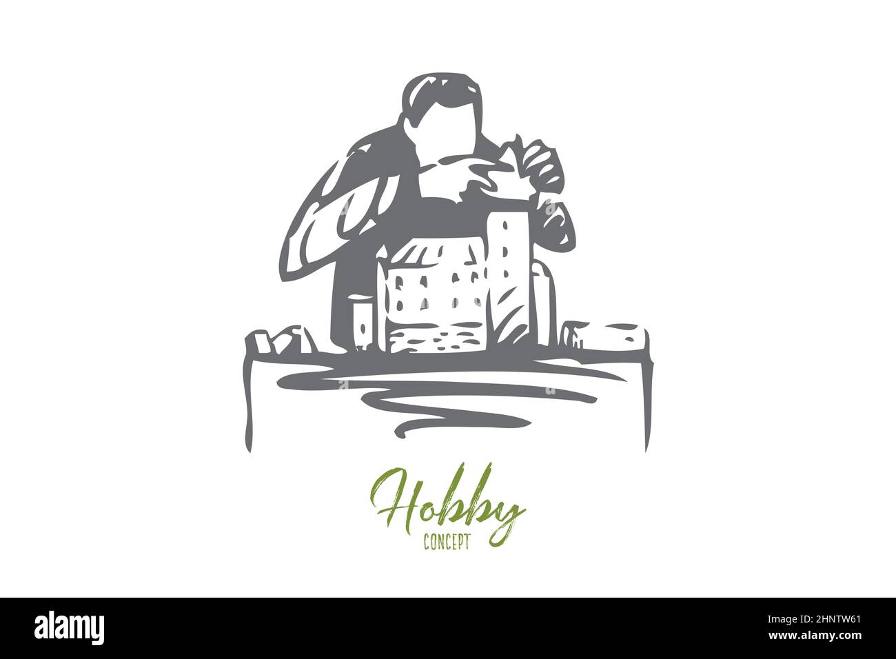 Architect concept sketch. Making models of architecture. Man scale ...