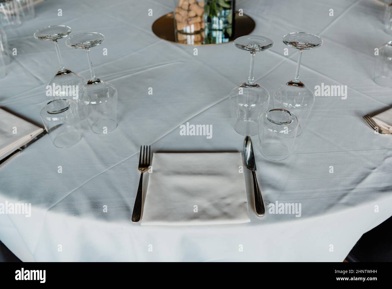 Beautiful table setup in the restaurant Stock Photo - Alamy