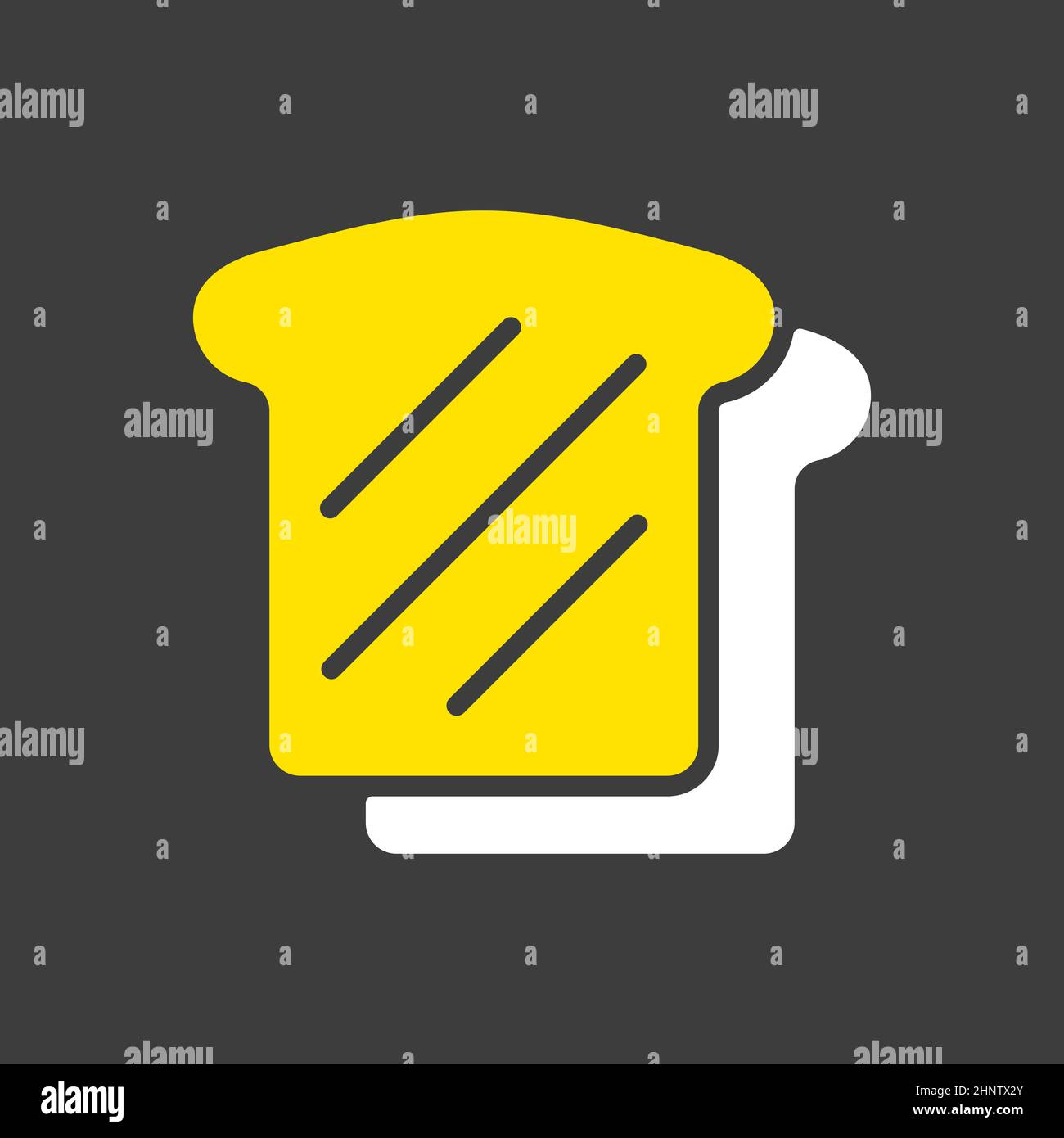 Bread, Toast vector glyph icon on dark background. Fast food sign ...