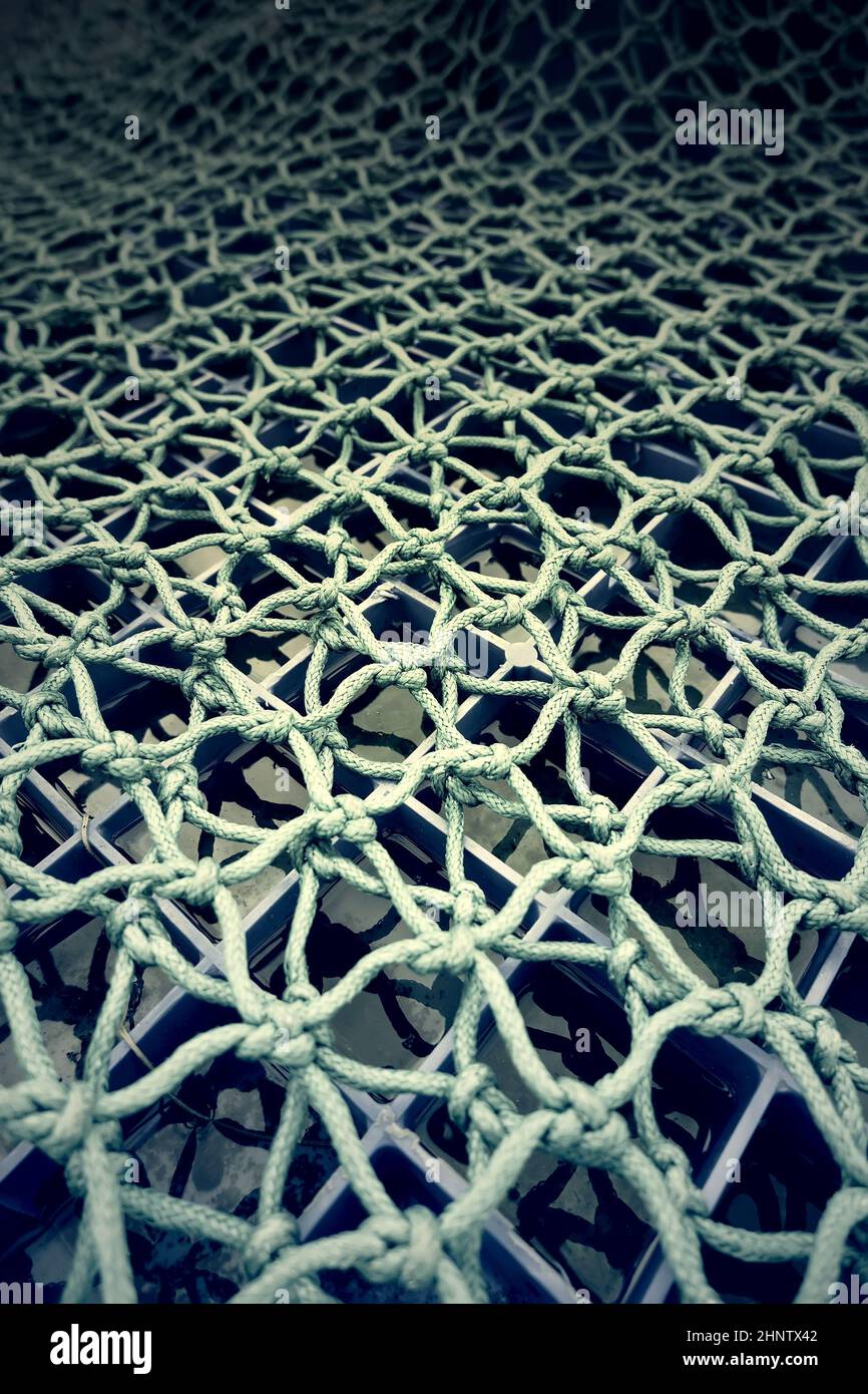 Detail of old nets for fishing in a traditional way Stock Photo - Alamy