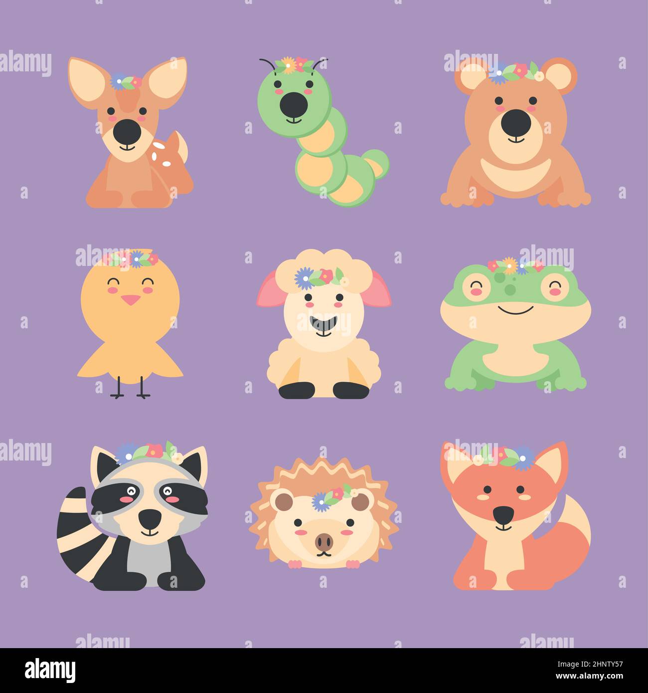 cute spring animals Stock Vector Image & Art - Alamy