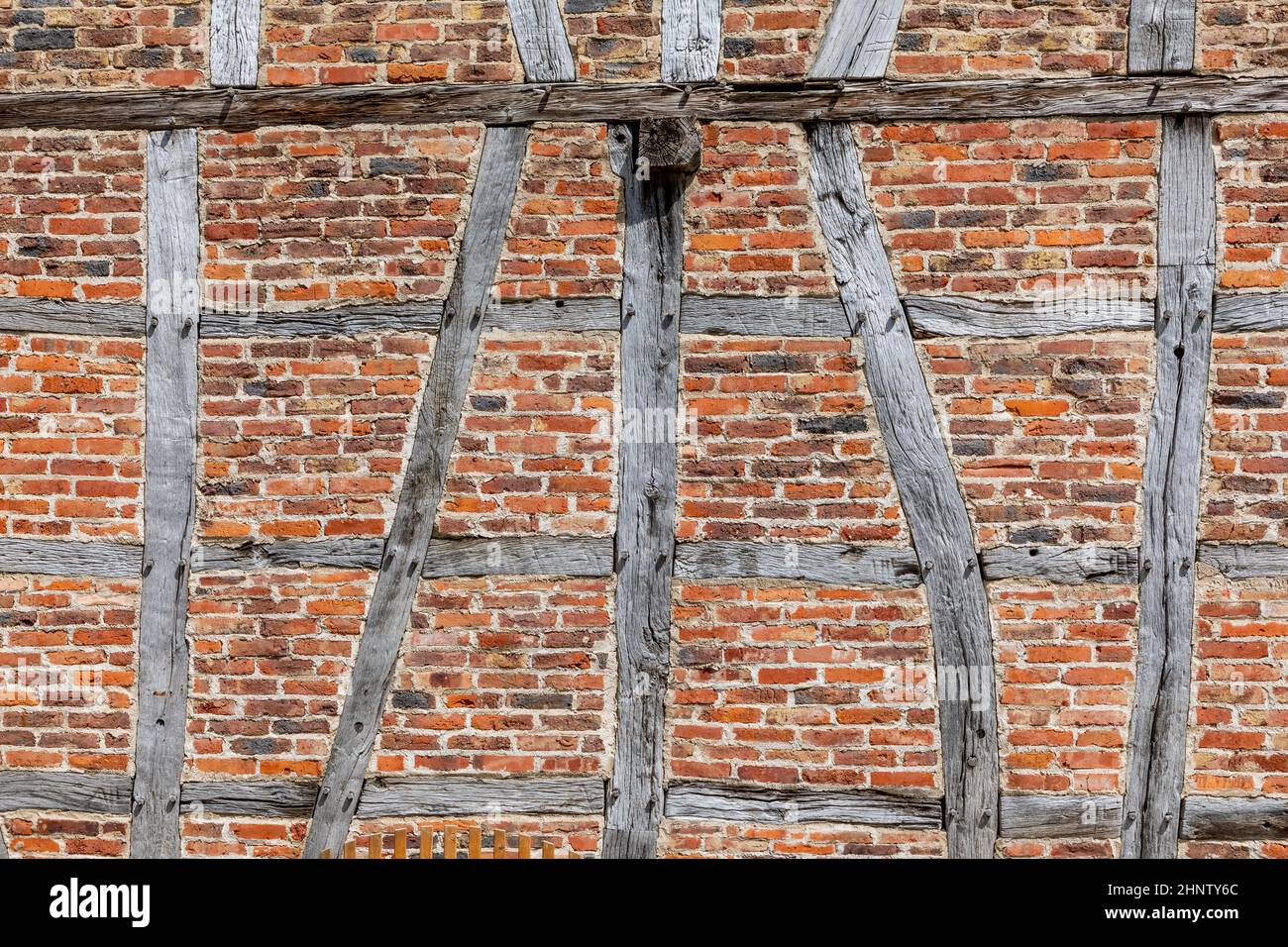 wall of old historic german building with half timbered wooden ...