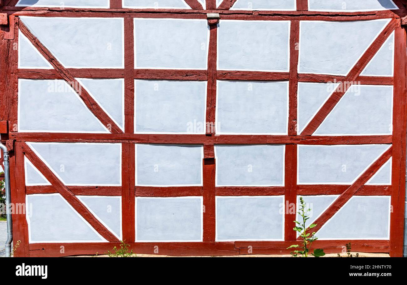 wall of old historic german building with half timbered wooden ...