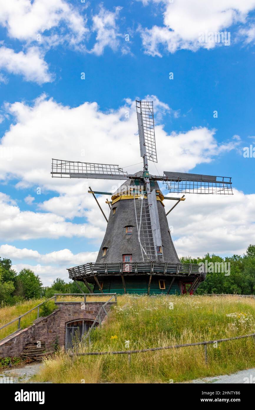 Windmill in Hessenpark, a tourist attraction with architecture of ...