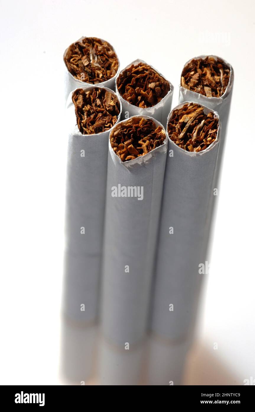 different types of cigarettes on a white background Stock Photo - Alamy