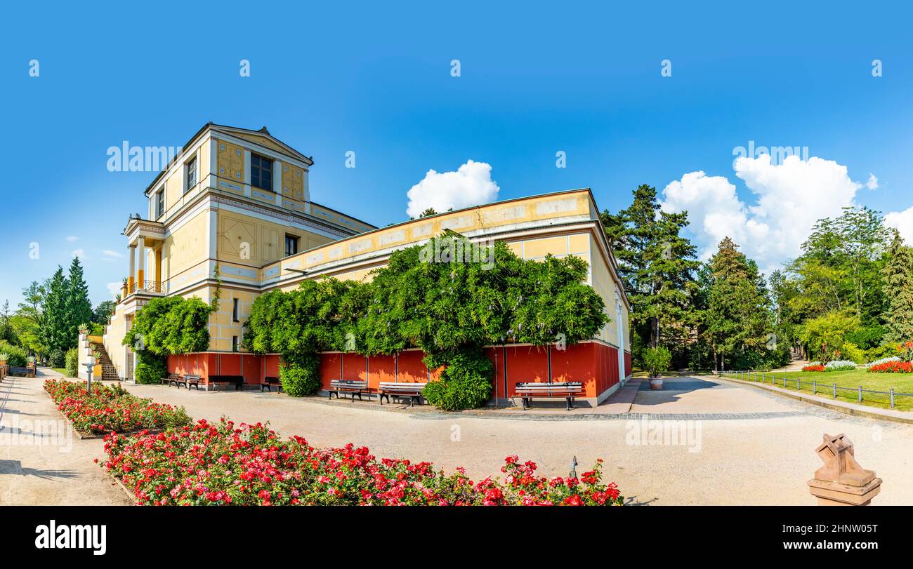 famous Pompejanum building in Aschaffenburg at river Main, Bavaria ...