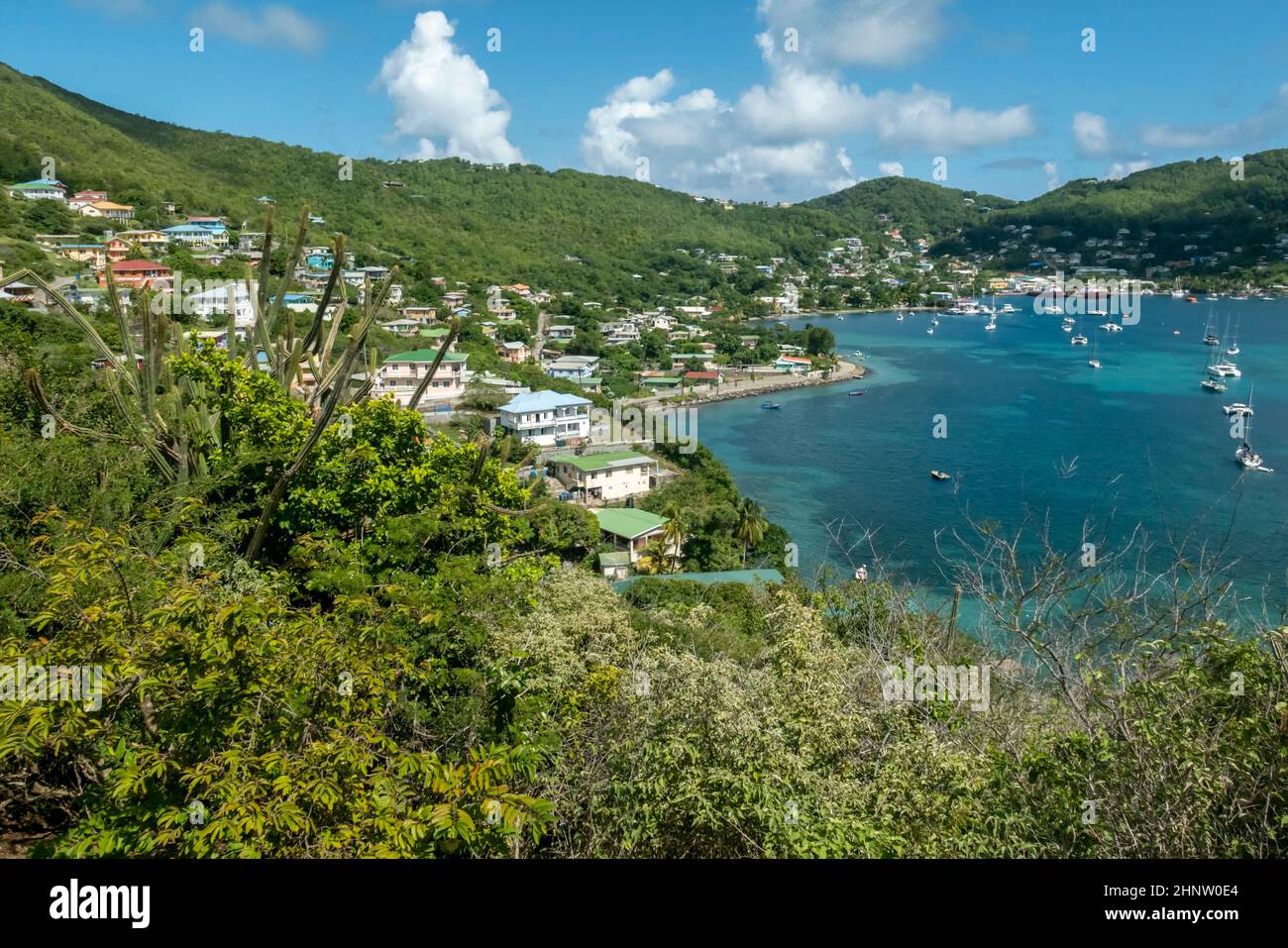 View of Admiralty Bay from Hamilton Fort on Bequia Island Stock Photo ...