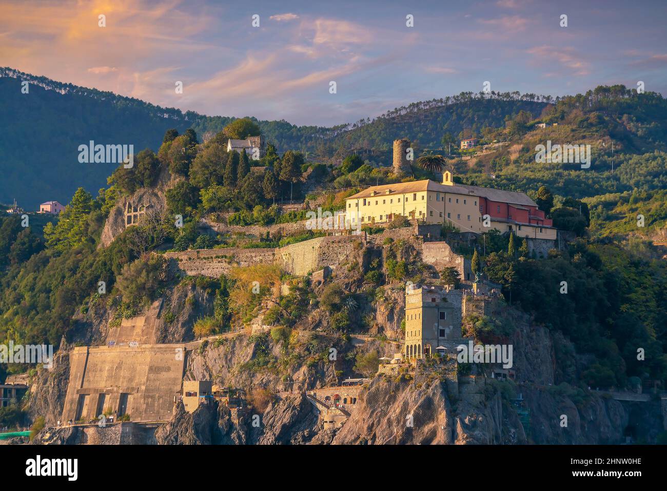 Monterosso al Mare, Colorful cityscape on the mountains over ...
