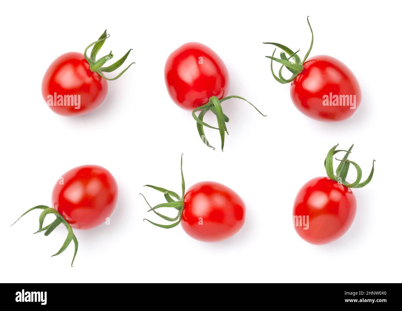 Cherry tomatoes isolated on white background. View from above Stock ...
