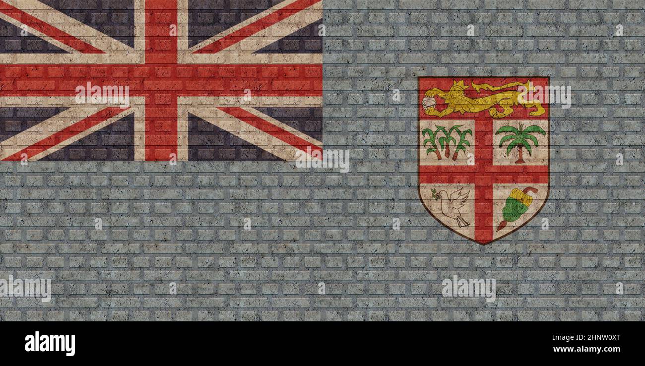 3D Flag of Fiji on a old brick wall background Stock Photo - Alamy
