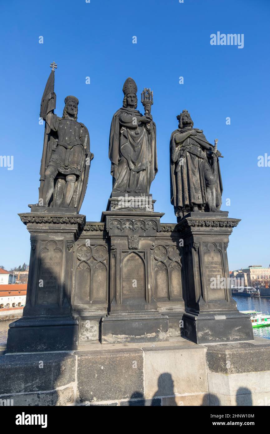 Sculptures Charles Bridge. Statues of three figures - Saint Norbert, St ...