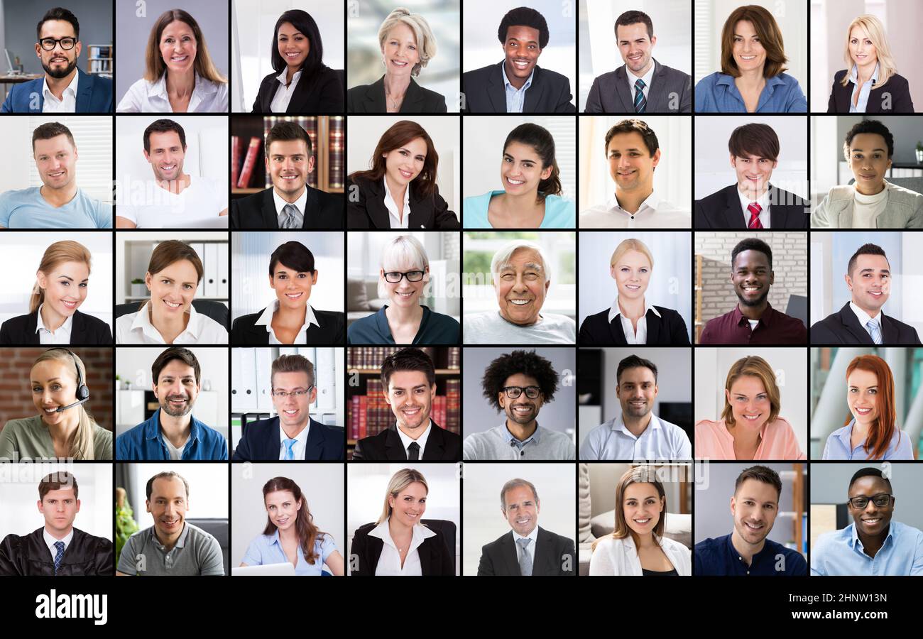 People Diversity Headshot Collage. Crowd Or Group Photo Stock Photo - Alamy