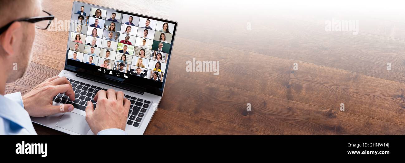 Virtual Learning Webinar Meeting. Remote Office Video Call Stock Photo ...
