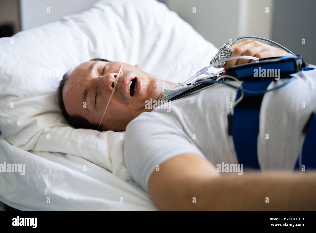 Apnea Sleep Disorder Treatment In Hospital. Man Therapy Stock Photo - Alamy