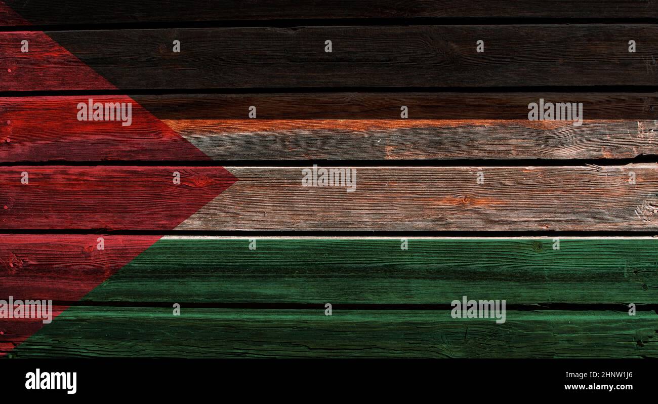 3D Flag of Palestine on a old wood wall background Stock Photo - Alamy
