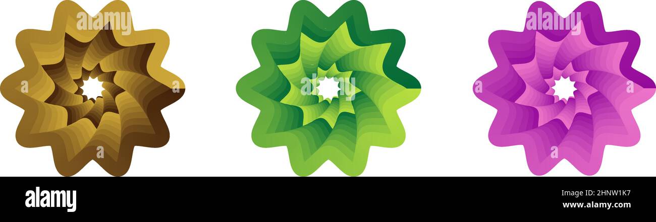 Gradient filled shaded design element, geometric shape set - stock ...