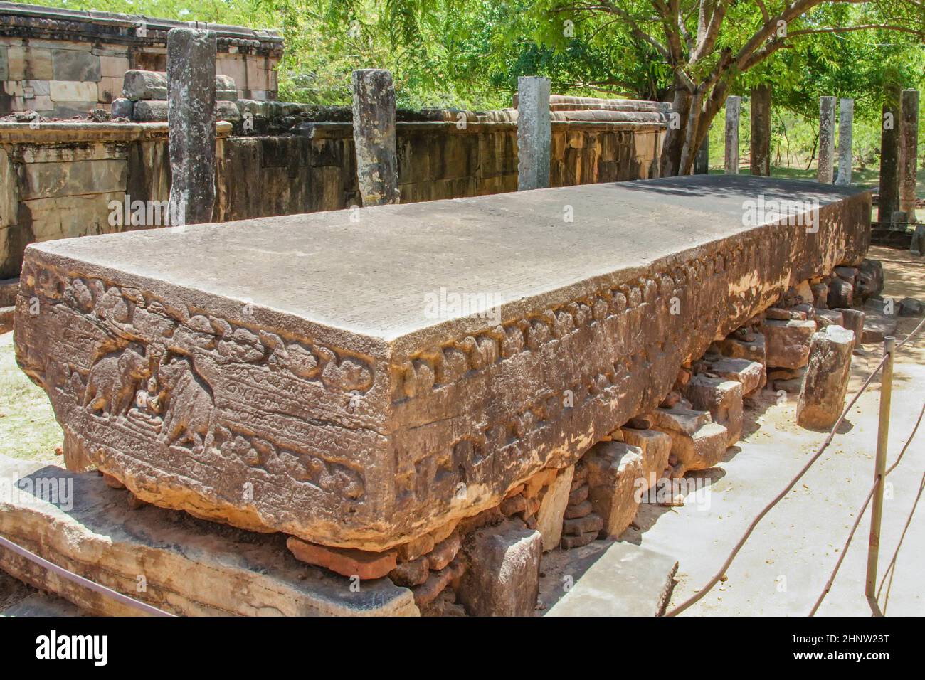 Gal Potha inscription or stone book in ancient city of Polonnaruwa, Sri ...