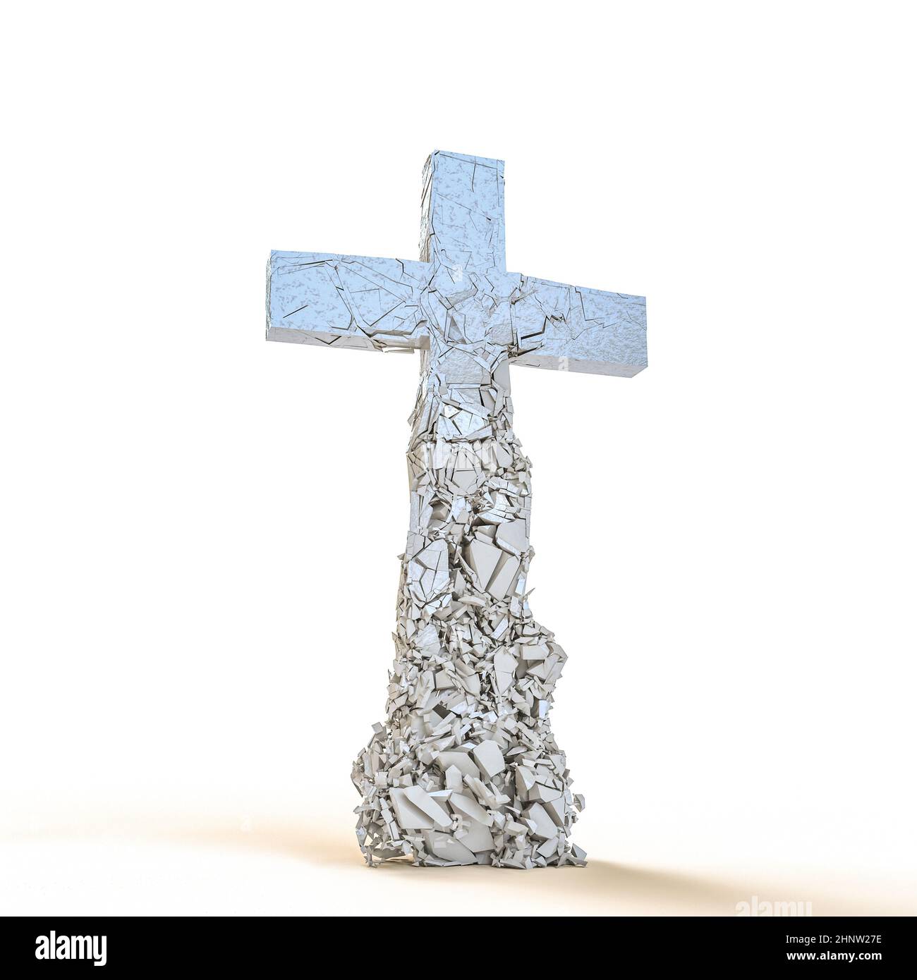 crumbling stone crucifix. 3d render Stock Photo - Alamy