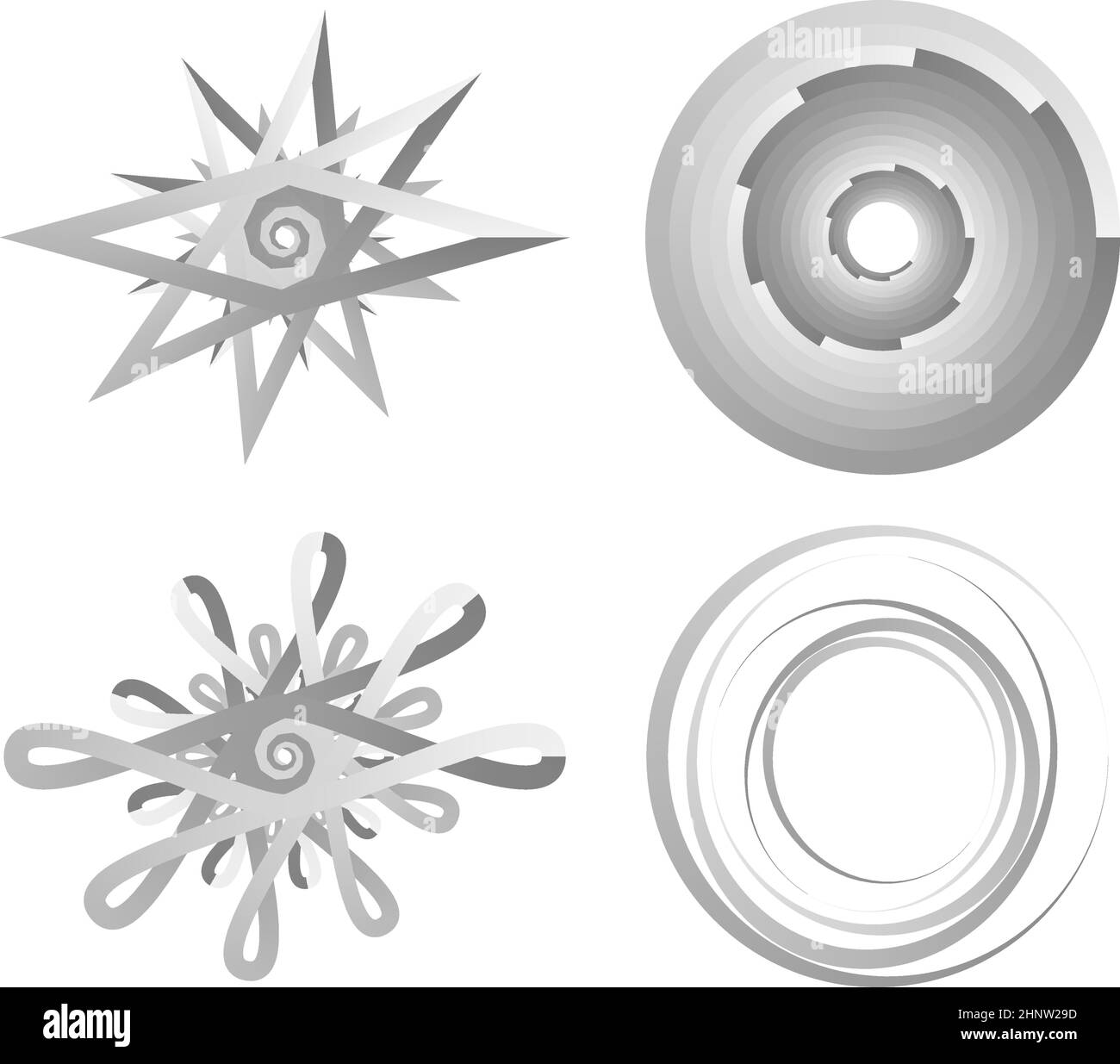 Gradient filled shaded design element, geometric shape set - stock ...