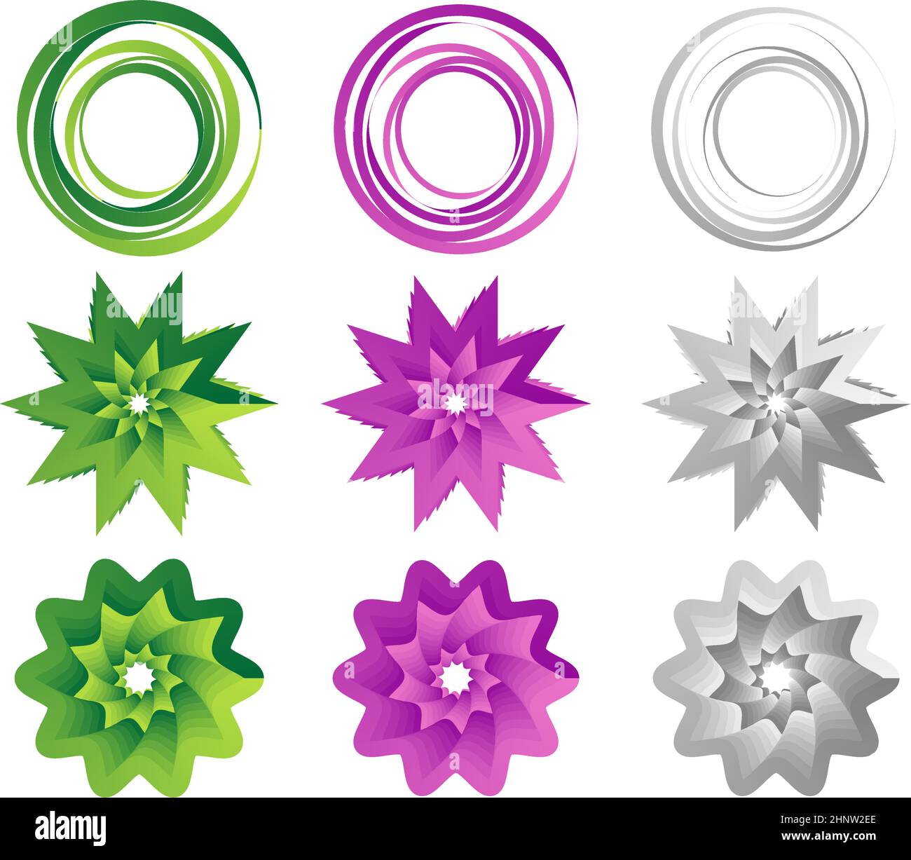 Gradient filled shaded design element, geometric shape set - stock ...