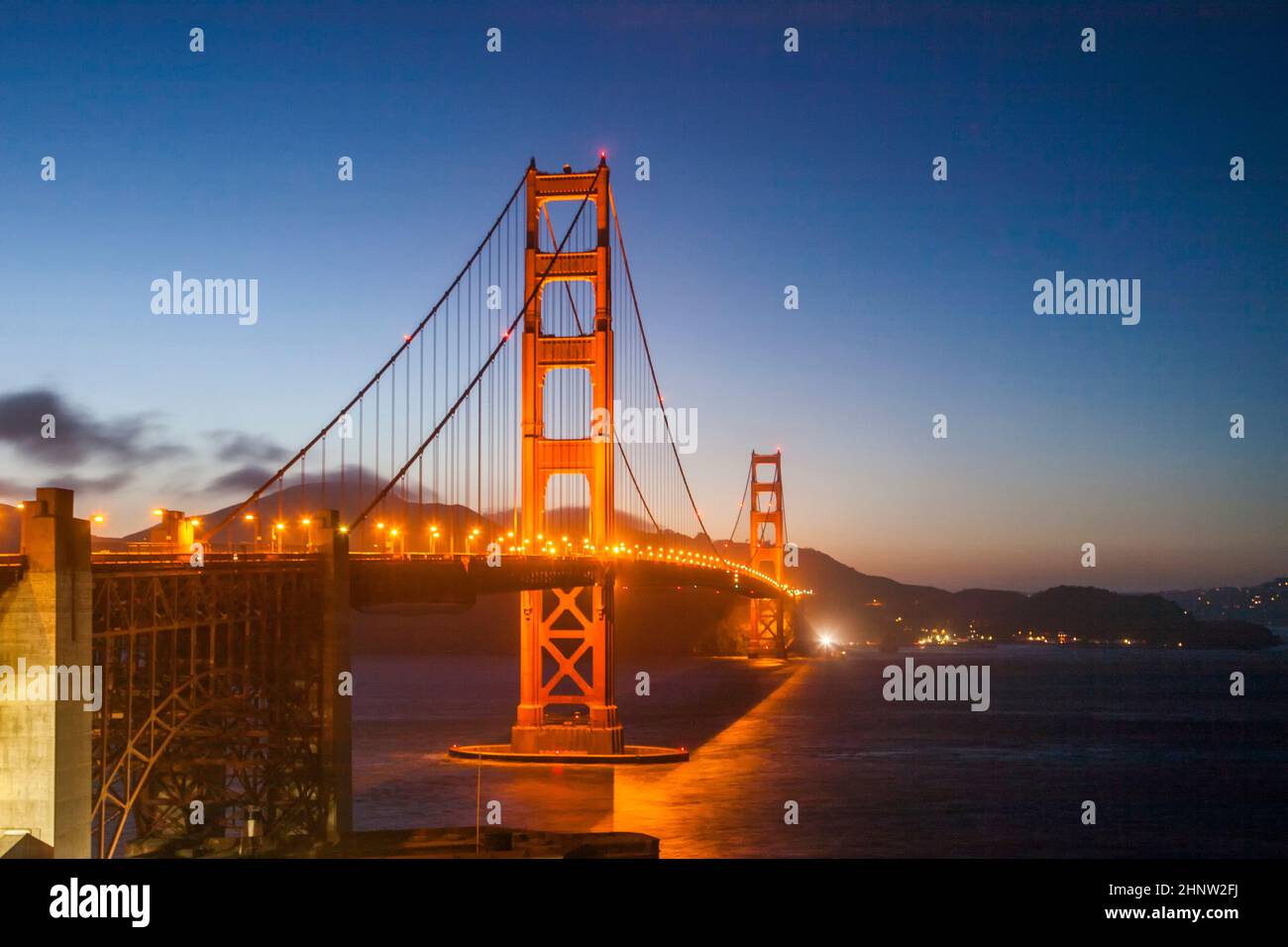 famous San Francisco Golden Gate bridge by night Stock Photo - Alamy