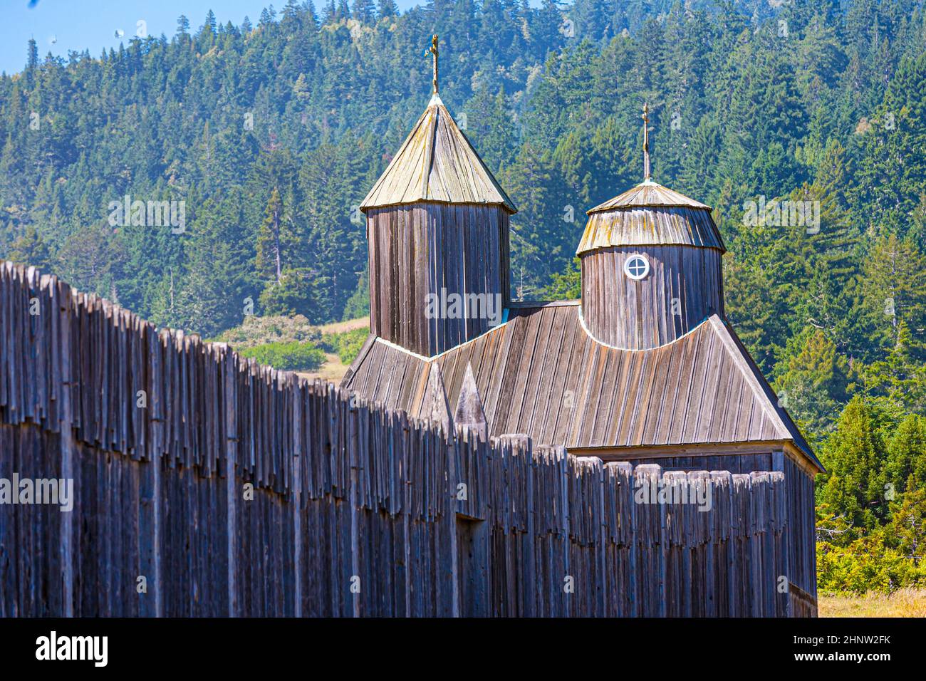 wooden palisade of Fort Ross State Historic Park Stock Photo - Alamy