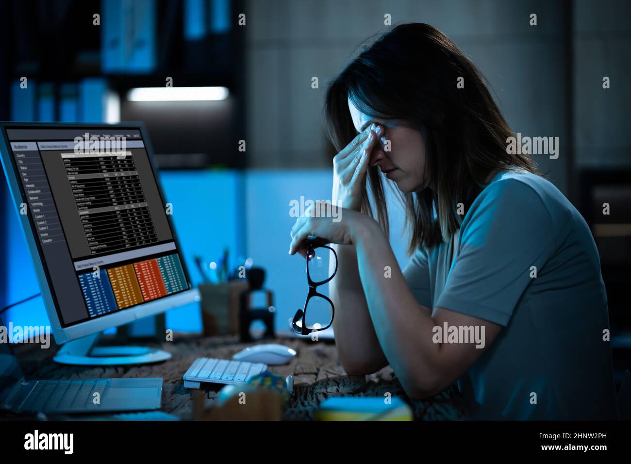 Eye Pain And Inflammation. Woman With Retina Fatigue And Spasm Stock ...