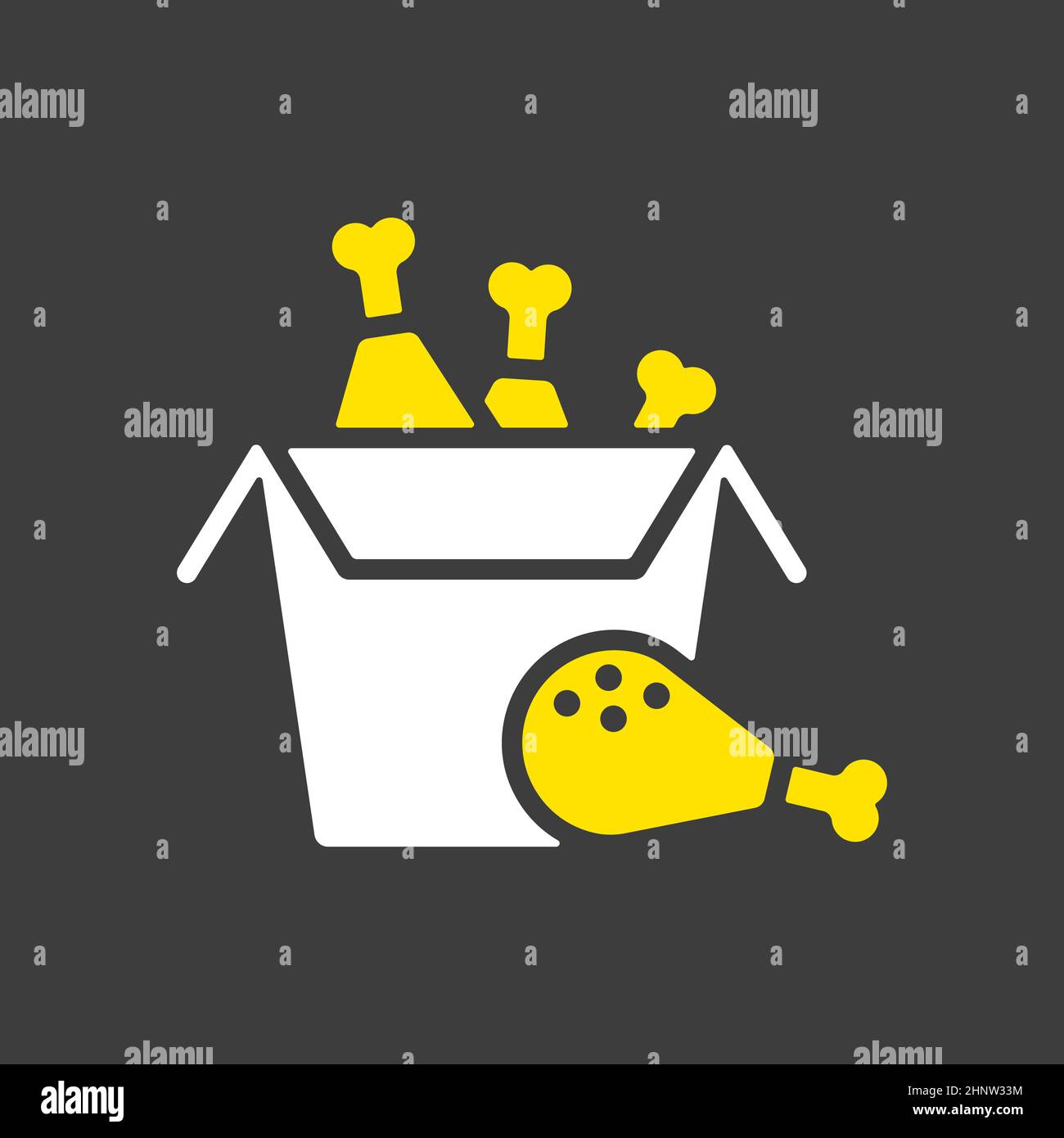 Fried chicken in the box vector glyph icon. Delivery sign. Graph symbol ...