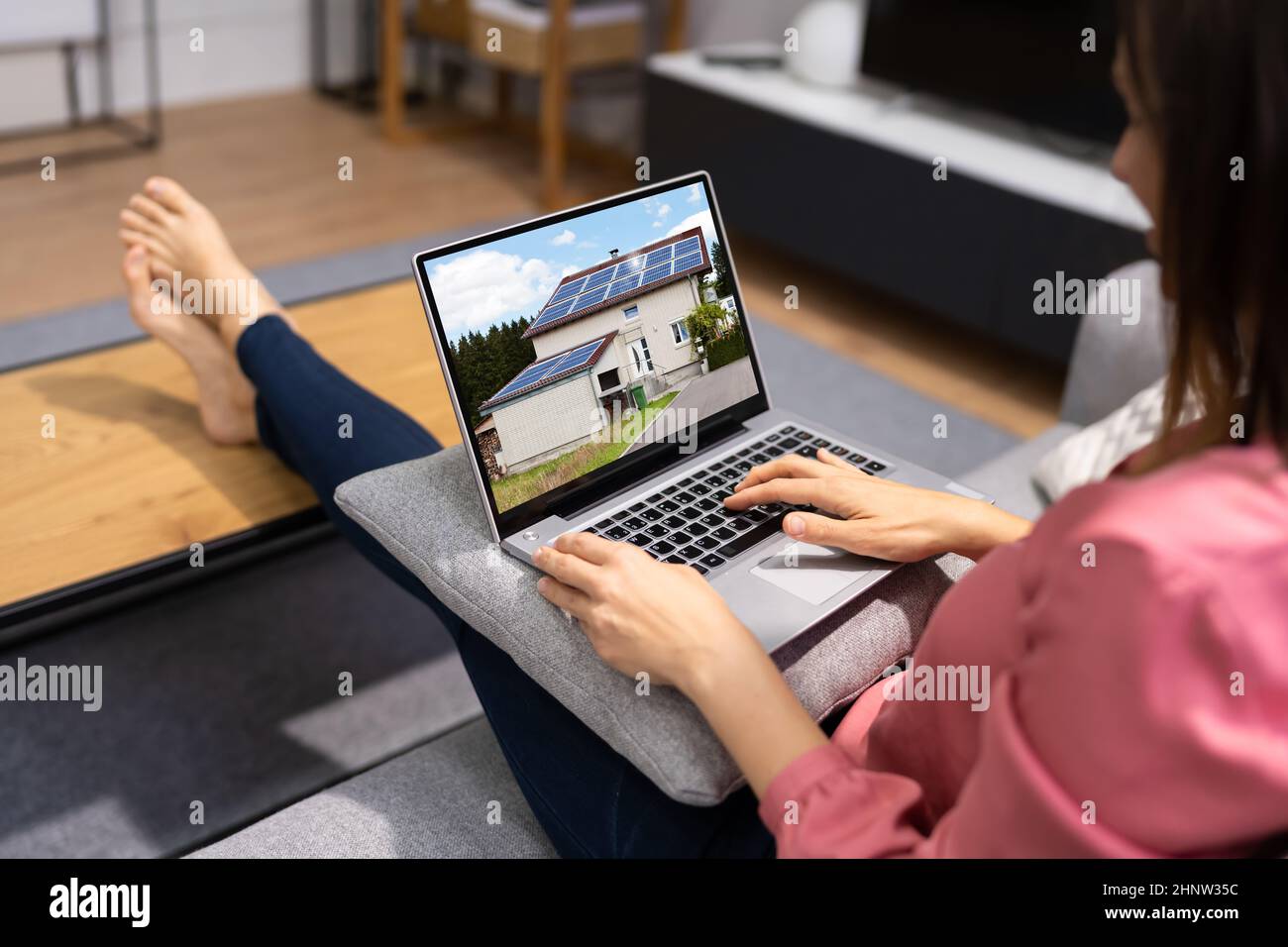 Real Estate Apartment Search. Selling And Computer House Stock Photo ...