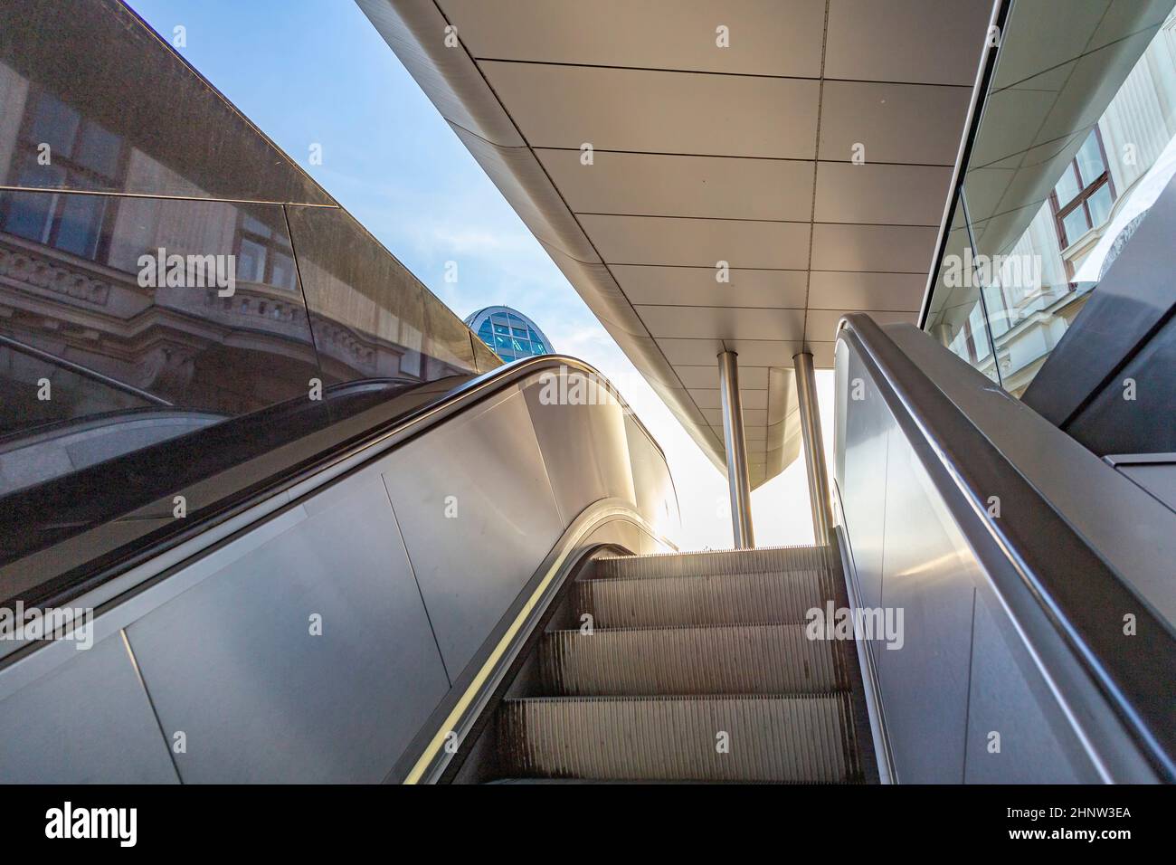 moving staircase at an underground in Vienna in operation without ...