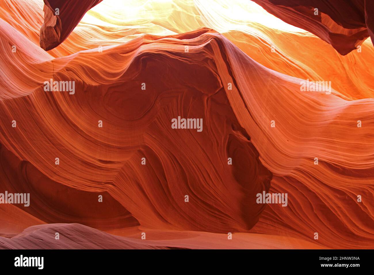 scenic antelope canyon in detail with fascinating structure of bright ...