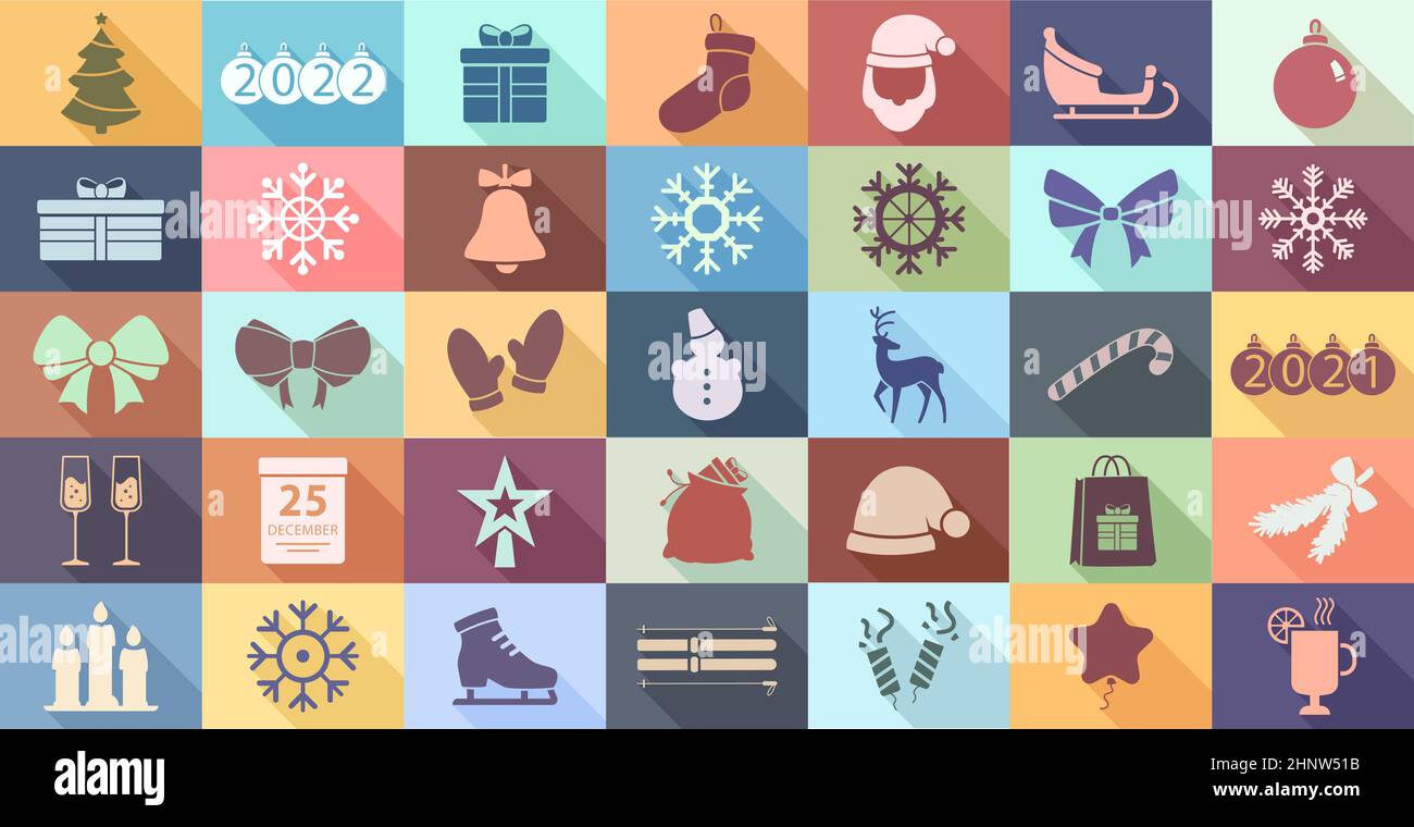Big New Years set 35 pcs New Years holiday elements - Vector ...
