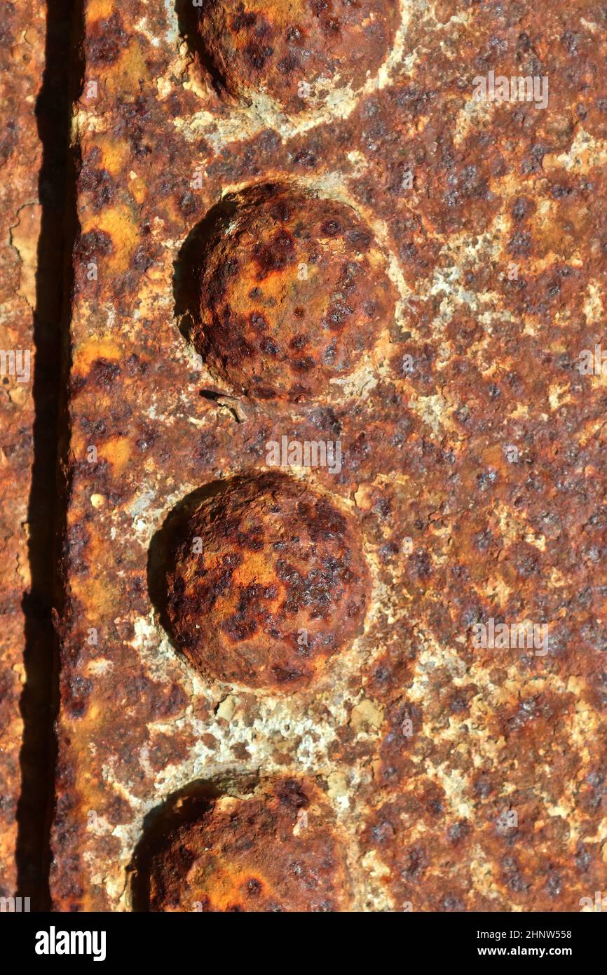 Detailed close up surface of rusty metal and steel with lots of ...