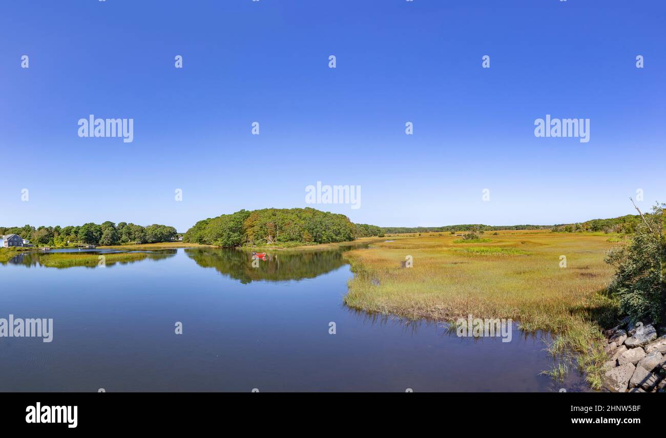 boat at beautiful lake landscape at Harwich at Cape Cod island Stock ...