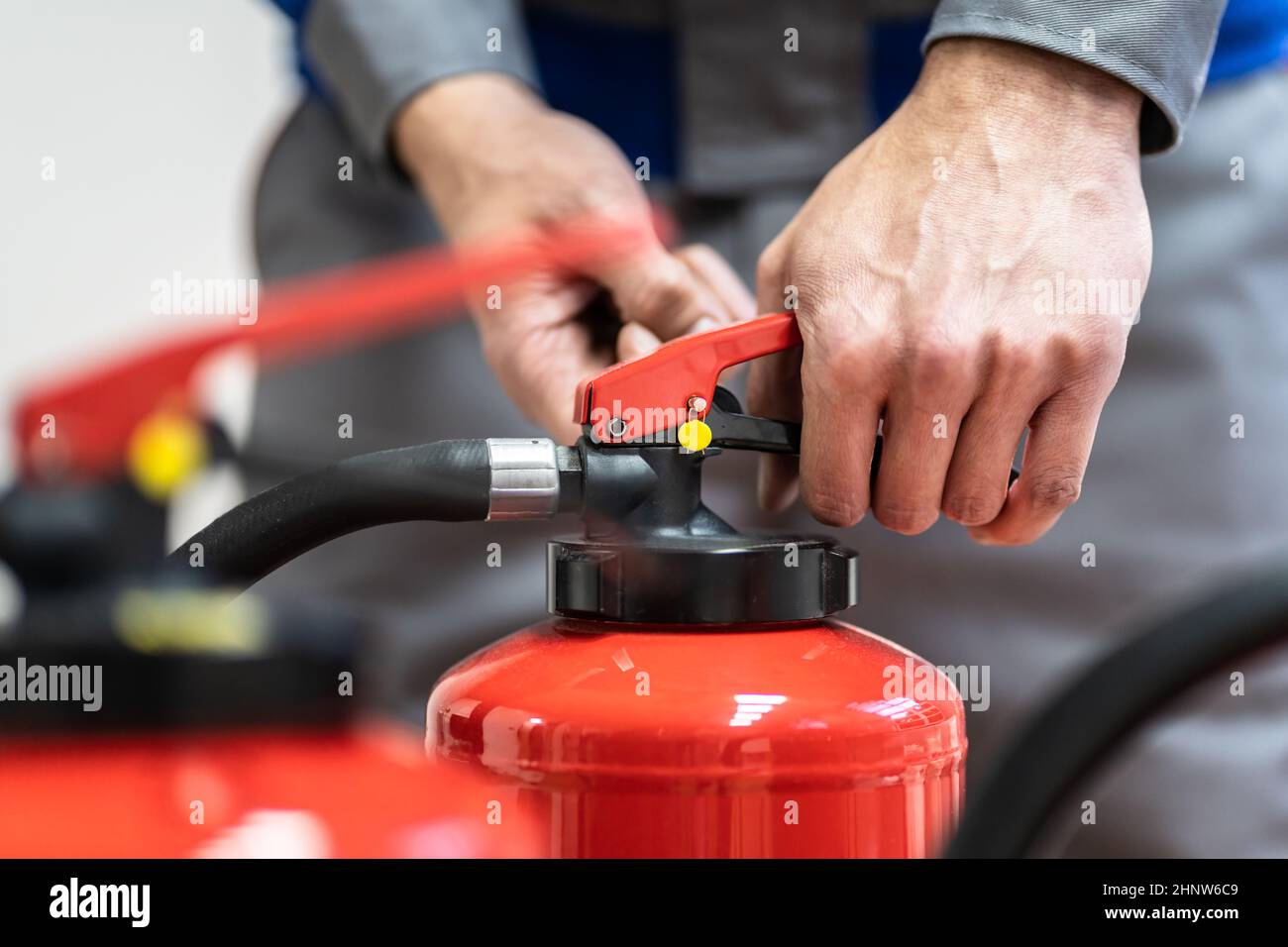 Fire Extinguisher Safety Prevention Check. Emergency Equipment ...