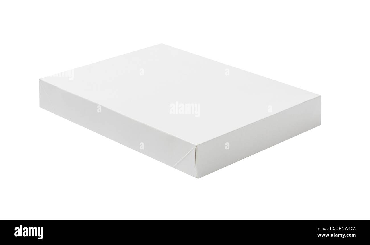 White cardboard paper box for products design mock-up isolated on white ...