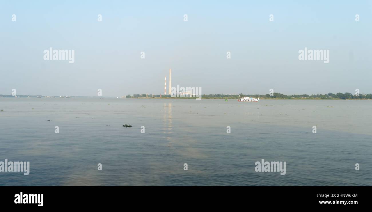 Ganges River side Industry Landscape. Riverside industrial park. Urban ...