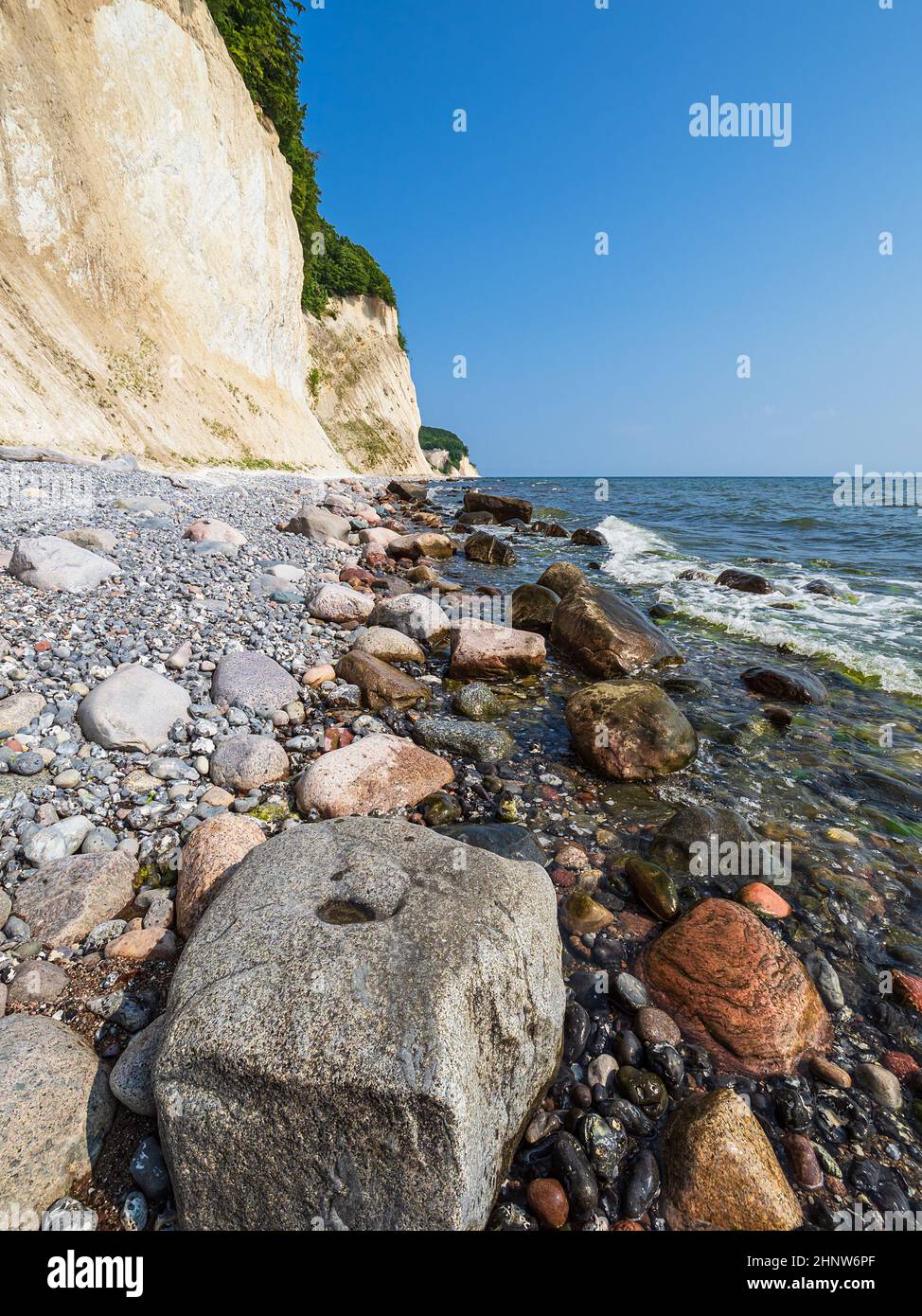 Chalk cliffs on the Baltic Sea coast on the island Ruegen, Germany ...